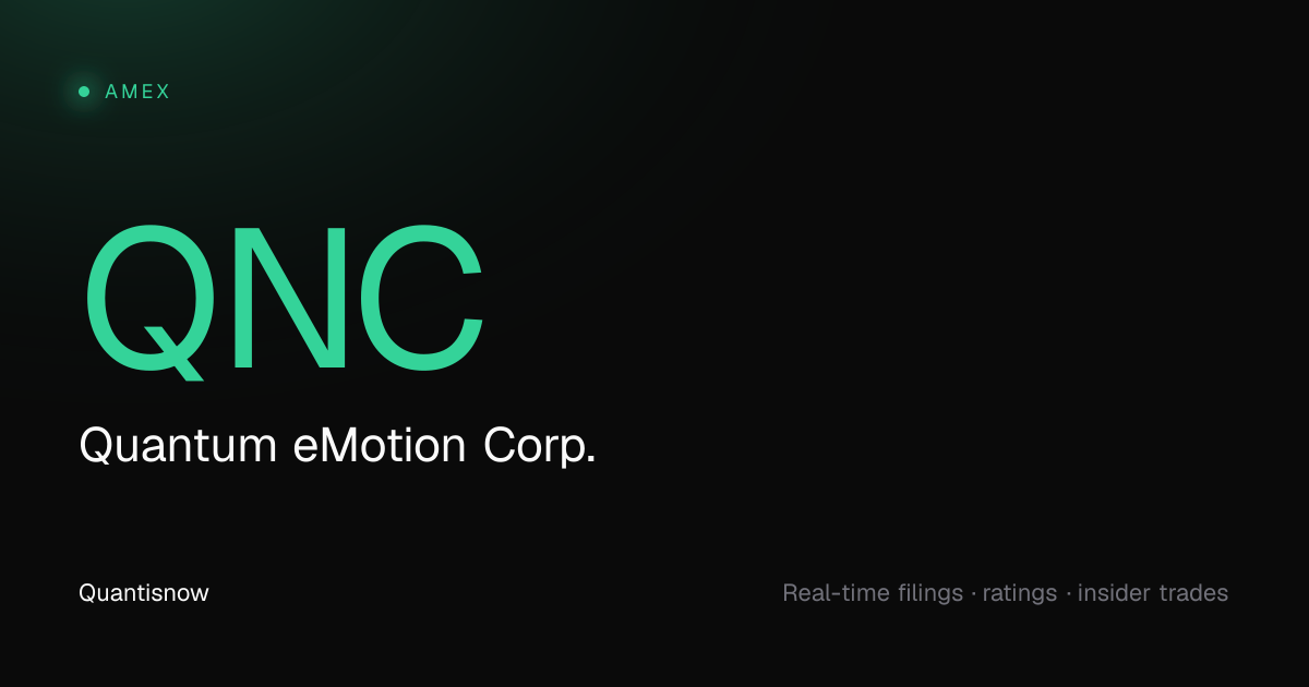 QNC - Quantum eMotion Corp. stock news, filings & ratings | Quantisnow